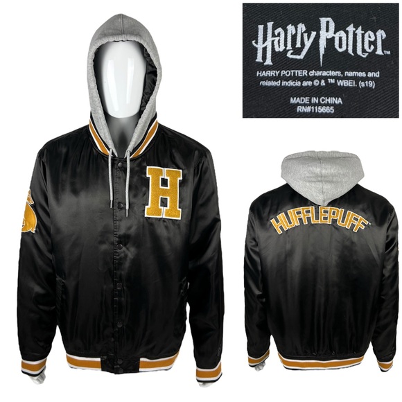 Warner Bros. | Jackets & Coats | Harry Potter Hufflepuff Satin Varsity ...